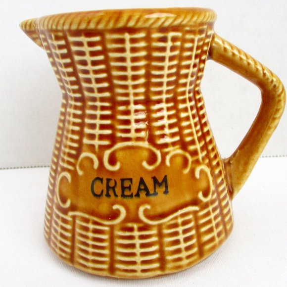 Source Unknown | Dining | Vintage Creamer Pitcher Cream Glazed Ceramic ...